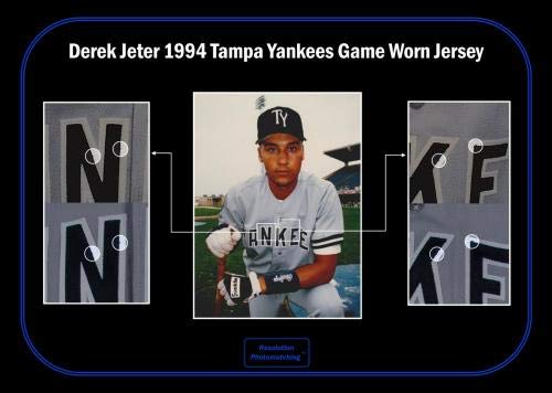 Derek Jeter Game Used Photo Matched Signed 1994 Rookie New York Yankees Jersey - MLB Autographed Game Used Bats