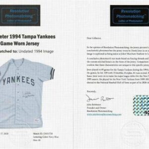 Derek Jeter Game Used Photo Matched Signed 1994 Rookie New York Yankees Jersey - MLB Autographed Game Used Bats