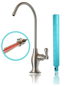 metpure ro faucet reverse osmosis drinking water air gap filtration system water dispenser spout (brushed nickel) with pre-inserted tubing and faucet wrench ro-fw148