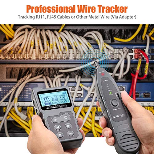 KOLSOL Network Cable Tester, Ethernet Wire Tracer with NCV & Lamp for CAT5 CAT6, PoE Tester Detect Voltage Measure Fault Distance by TDR NF-8209