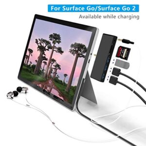 Surface Go/Surface Go2/Surface Go3 Hub, 6-in-2 USB C Surface Go/Go 2/Go3 Docking Station with USB 3.0+2 USB2.0 Ports, 3.5mm Earphones Jack,SD/TF Card Reader(Surface Go Adapter)