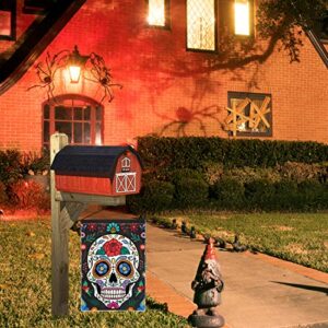 Allenjoy Day of the Dead Garden Flag for Outside Vertical Mexican Fiesta Dia DE Los Muertos Banner House Lawn Banners Yard Porch Sign Patio Outdoor Decorations 12x18" Double Sided Washable Polyester