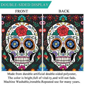 Allenjoy Day of the Dead Garden Flag for Outside Vertical Mexican Fiesta Dia DE Los Muertos Banner House Lawn Banners Yard Porch Sign Patio Outdoor Decorations 12x18" Double Sided Washable Polyester