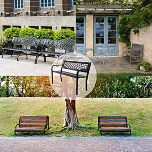 FDW Patio Metal Park Bench with Armrests Sturdy Steel Frame Furniture for Yard Porch Work Entryway，Black