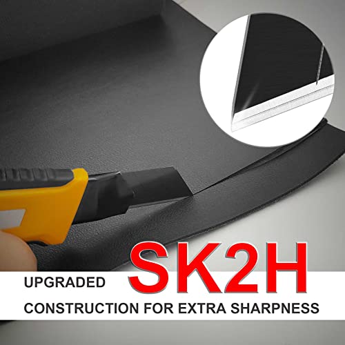 HAUTMEC 10pcs 18mm SK2H Ultra Sharp Snap Off Blades, Retractable Black Utility Knife Replacement Blades, Sharper SK2H Heavy Duty Refill Blades, Creative Safety Box, for Box, Carpet, Rope HT0144-BL