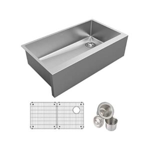 elkay crosstown 16 gauge stainless steel 35-7/8" x 20-1/4" x 9" single bowl tall farmhouse sink kit