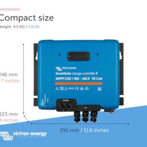 Victron Energy SmartSolar MPPT MC4 VE.Can 250V 100 amp 12/24/36/48-Volt Solar Charge Controller (Bluetooth)