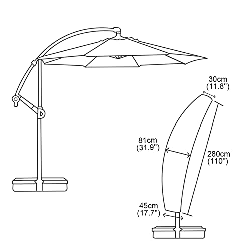 Patio Cantilever Umbrella Covers for Outdoor: Waterproof Offset Umbrella Cover Banana Style with Zipper fits 9FT to 14FT, Khaki