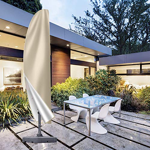 Patio Cantilever Umbrella Covers for Outdoor: Waterproof Offset Umbrella Cover Banana Style with Zipper fits 9FT to 14FT, Khaki