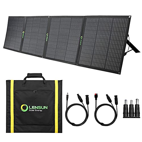 Lensun 200W Foldable Solar Panel with Innovative Leg Support to get Maximum Performance,Charge for (Goal Zero) Power Station,Solar Generator,Camper