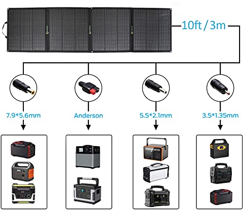 Lensun 200W Foldable Solar Panel with Innovative Leg Support to get Maximum Performance,Charge for (Goal Zero) Power Station,Solar Generator,Camper