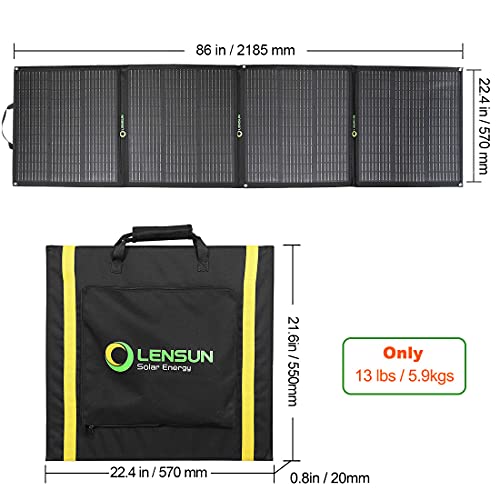 Lensun 200W Foldable Solar Panel with Innovative Leg Support to get Maximum Performance,Charge for (Goal Zero) Power Station,Solar Generator,Camper