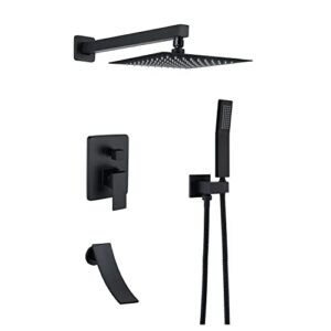 bathtub shower system matte black shower fixtures 10 inch rain shower head and handle head set with tub shower faucet sets complete