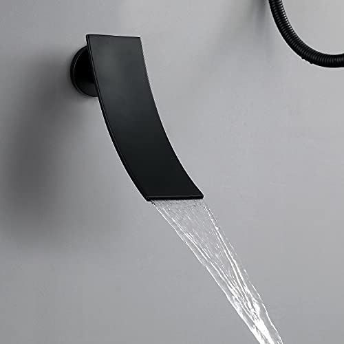 Bathtub Shower System Matte Black Shower Fixtures 10 inch Rain Shower Head and Handle head set with Tub Shower Faucet sets complete