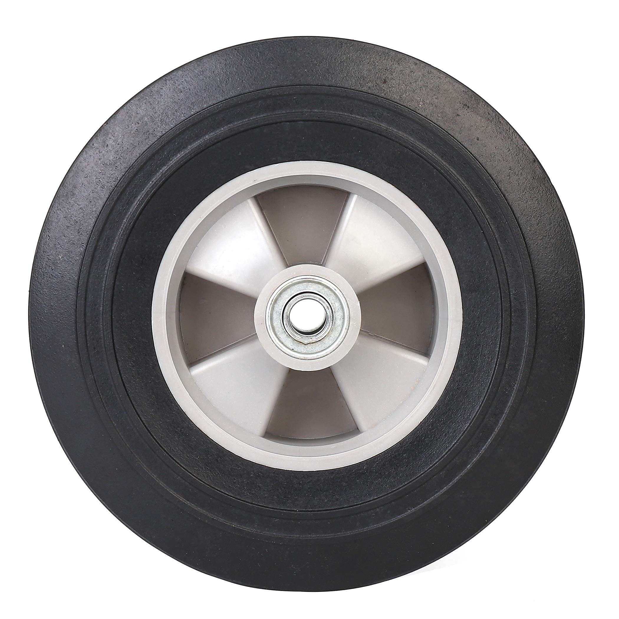 (2-Pack) AR-PRO 10" x 2.5" Flat Free Solid Rubber Tires and Wheel - 10 inch Solid Wheels with 5/8" Axles and 2.25 Offset Hub - Replacement Wheels for Hand Trucks Dolly and Wheelbarrows