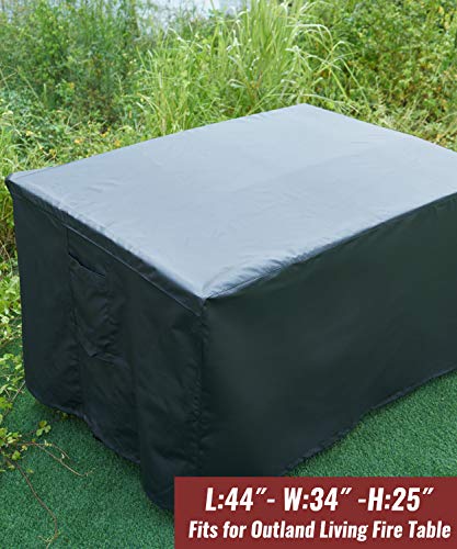 NUPICK 44 Inch Fire Pit Cover for Outland Living 401 Propane Fire Table, Heavy Duty and Waterpfoof Rectangular Fire Pit Cover, All Weather Resistant