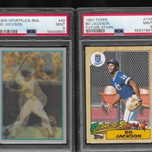 RARE BO JACKSON BASEBALL SPORTFLICS & TOPPS FUTURE STARS 2 ROOKIE CARD LOT GRADED PSA MINT 9 ROYALS SUPERSTAR ATHLETE