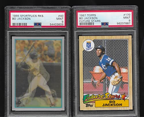 RARE BO JACKSON BASEBALL SPORTFLICS & TOPPS FUTURE STARS 2 ROOKIE CARD LOT GRADED PSA MINT 9 ROYALS SUPERSTAR ATHLETE