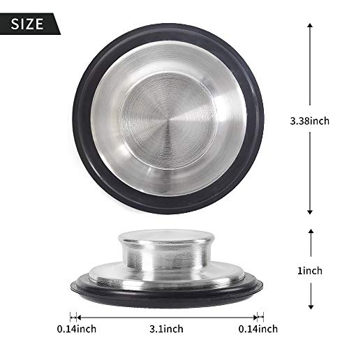 CORNERJOY 2 PCS Stainless Steel Kitchen Sink Stopper, Large Wide Rim 3.38" Diameter - Garbage Disposal Plug