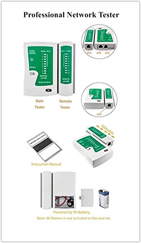 Gaobige rj45 Crimp Tool Kit, Cat5 Cat5e Crimping Tool with 100pcs rj45 Cat5 Connectors, 20pcs rj45 Cat5 Cat6 Connector Covers, Cable Tester, Network Wire Stripper