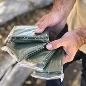 Emergency Blanket & Rain Poncho - 4 Pack, Mylar Thermal Survival Gear for Heat Retention - Lightweight - Army Green - Adventure Supply Co.