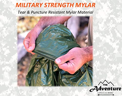 Emergency Blanket & Rain Poncho - 4 Pack, Mylar Thermal Survival Gear for Heat Retention - Lightweight - Army Green - Adventure Supply Co.