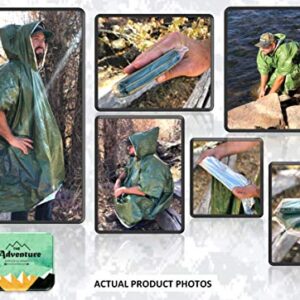 Emergency Blanket & Rain Poncho - 4 Pack, Mylar Thermal Survival Gear for Heat Retention - Lightweight - Army Green - Adventure Supply Co.