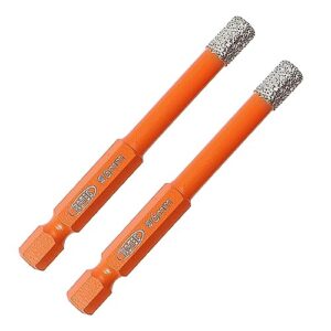 bgtec dry diamond drill bits 2pcs 1/4" with quick change hex shank for granite porcelain tile ceramic marble