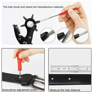 Leather Hole Punch,Belt Hole Puncher for Leather, Revolving Punch Plier Kit,Leather Punch Plier for Leather, Belts, Watches, Handbags, Leather Punch Tool for Belts Diameter : 4.5/4 /3.5/3/2.5/2mm.