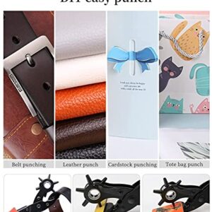 Leather Hole Punch,Belt Hole Puncher for Leather, Revolving Punch Plier Kit,Leather Punch Plier for Leather, Belts, Watches, Handbags, Leather Punch Tool for Belts Diameter : 4.5/4 /3.5/3/2.5/2mm.