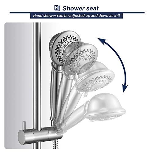 High Pressure Shower Heads with handheld Combo Brushed Nickel HOMELODY Dual Shower Head 5-Setting 4” Showerheads & Handheld Showers with 304 Stainless Steel Shower Slide Bar and 60” Shower Hose