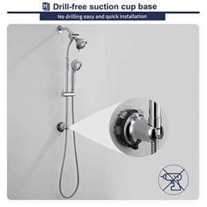 High Pressure Shower Heads with handheld Combo Brushed Nickel HOMELODY Dual Shower Head 5-Setting 4” Showerheads & Handheld Showers with 304 Stainless Steel Shower Slide Bar and 60” Shower Hose