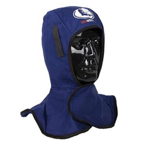 yeswelder blue welding hood with neck shoulder drape - welding caps