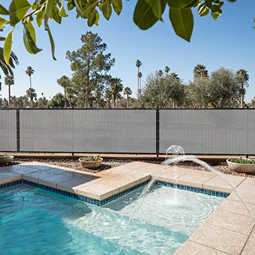 E&K Sunrise 6' x 20' Privacy Fence Screen with Grommets, Outdoor Windscreen Fence Covering Privacy Screen UV Blockage for Backyard Garden Patio, Zip Ties Included (Gray)