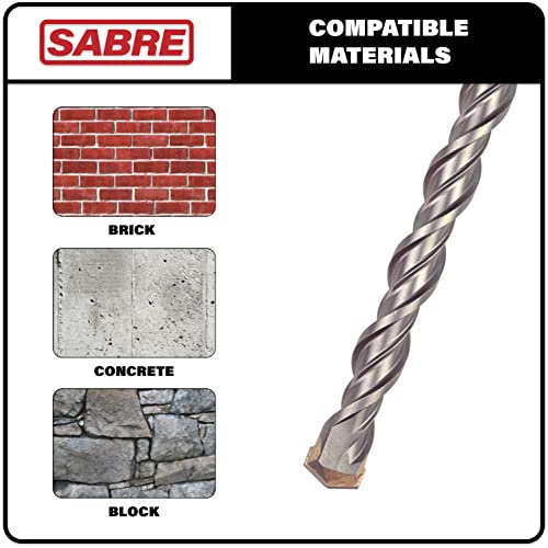 Sabre Tools 3/4 Inch x 18 Inch SDS Plus Rotary Hammer Drill Bit, Carbide Tipped for Brick, Stone, and Concrete (3/4" x 16" x 18")