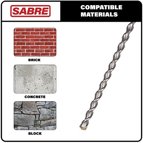 Sabre Tools 3/4 Inch x 39 Inch SDS Plus Rotary Hammer Drill Bit, Carbide Tipped for Brick, Stone, and Concrete (3/4" x 37" x 39")