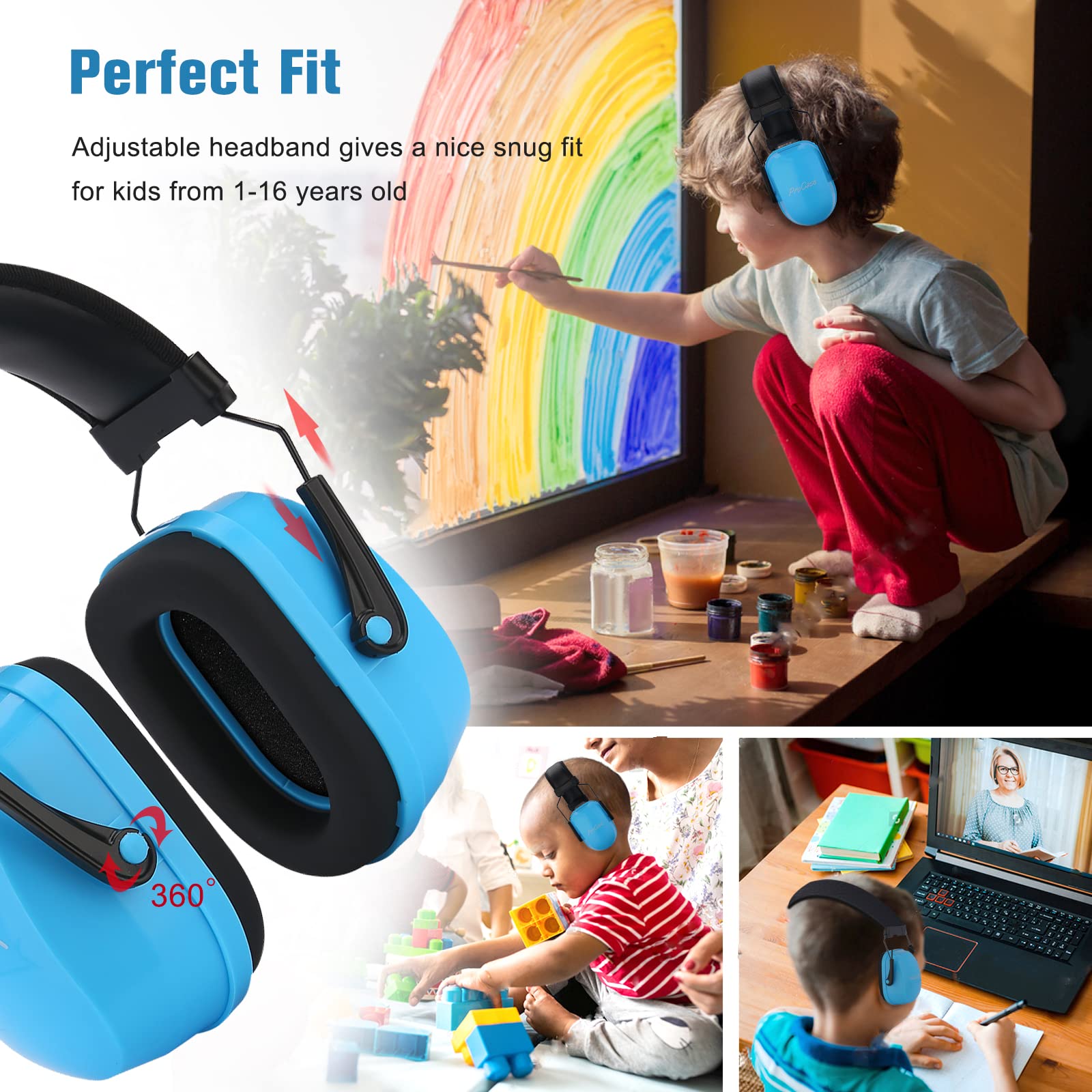 ProCase Kids Ear Protection, 25dB Noise Reduction Earmuffs for Children Toddler Autism Sound Proof Noise Cancelling Austistic Headphones for Concert -Blue