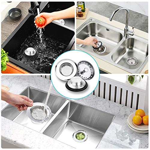 4 Pack Kitchen Sink Strainer Drain Stopper, Anti-Clogging Sink Strainer Basket Catcher, Stainless Steel Garbage Disposal Sink Plug for Most Drain