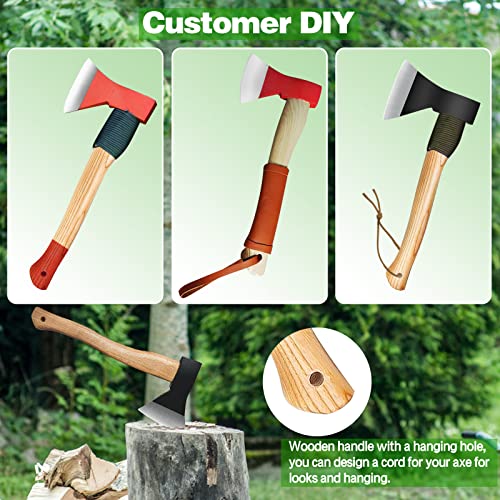 sanyi Camping Axe, Hatchet for Wood Splitting and Chopping, 15'' Gardening Small Axe Wooden Handle Tools with Sheath for Camping, Hiking, Xmas Gifts for Husband, Dad, Men