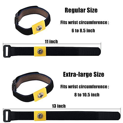 Anti Static Wrist Strap, 11" Anti Static Wristband Grounding Bracelet with Alligator Clip and Extendable Long Cable, Fits Wrist Circumference " 6" to 8.5". [Regular Size]