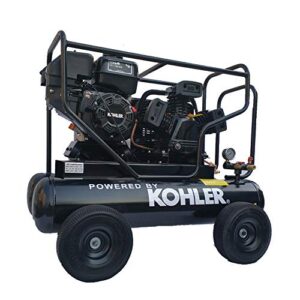 hpdmc 6.5hp gas driven piston air pump kohler rh65 engine belt drive gas-powered 20-gal hor tank 17cfm @125psi for workshop compressor portable compressed system