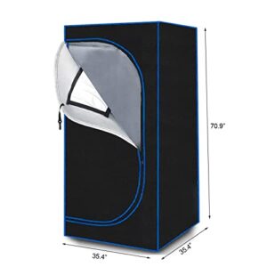 ZONEMEL Full Size Personal Steam Sauna Tent for Home, Portable 1 Person Full Body Steam Spa for Relaxation, Detox Therapy (Steamer Not Included-Black, L35.4 x W35.4 x H70.9)