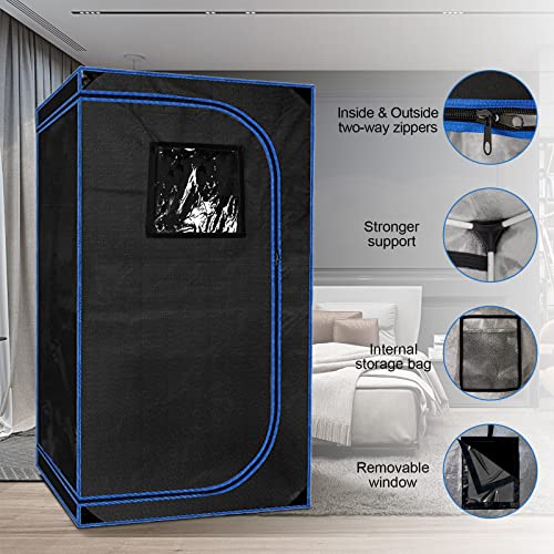 ZONEMEL Full Size Personal Steam Sauna Tent for Home, Portable 1 Person Full Body Steam Spa for Relaxation, Detox Therapy (Steamer Not Included-Black, L35.4 x W35.4 x H70.9)