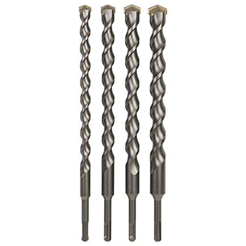 Sabre Tools 4-Piece 12 Inch SDS Plus Drill Bit Set, Carbide Tipped, Rotary Hammer Drill Bits for Brick, Stone, Concrete (5/8in x 12in, 3/4in x 12in, 7/8in x 12in, 1in x 12in)