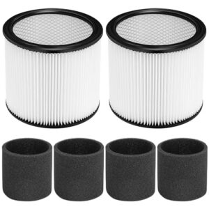 cabiclean foam sleeve filter for shop-vac 90304 90350 90333 replacement for most wet/dry vacuum cleaners 5 gallon and above, compare to part # 90304, 90585 (2+4)