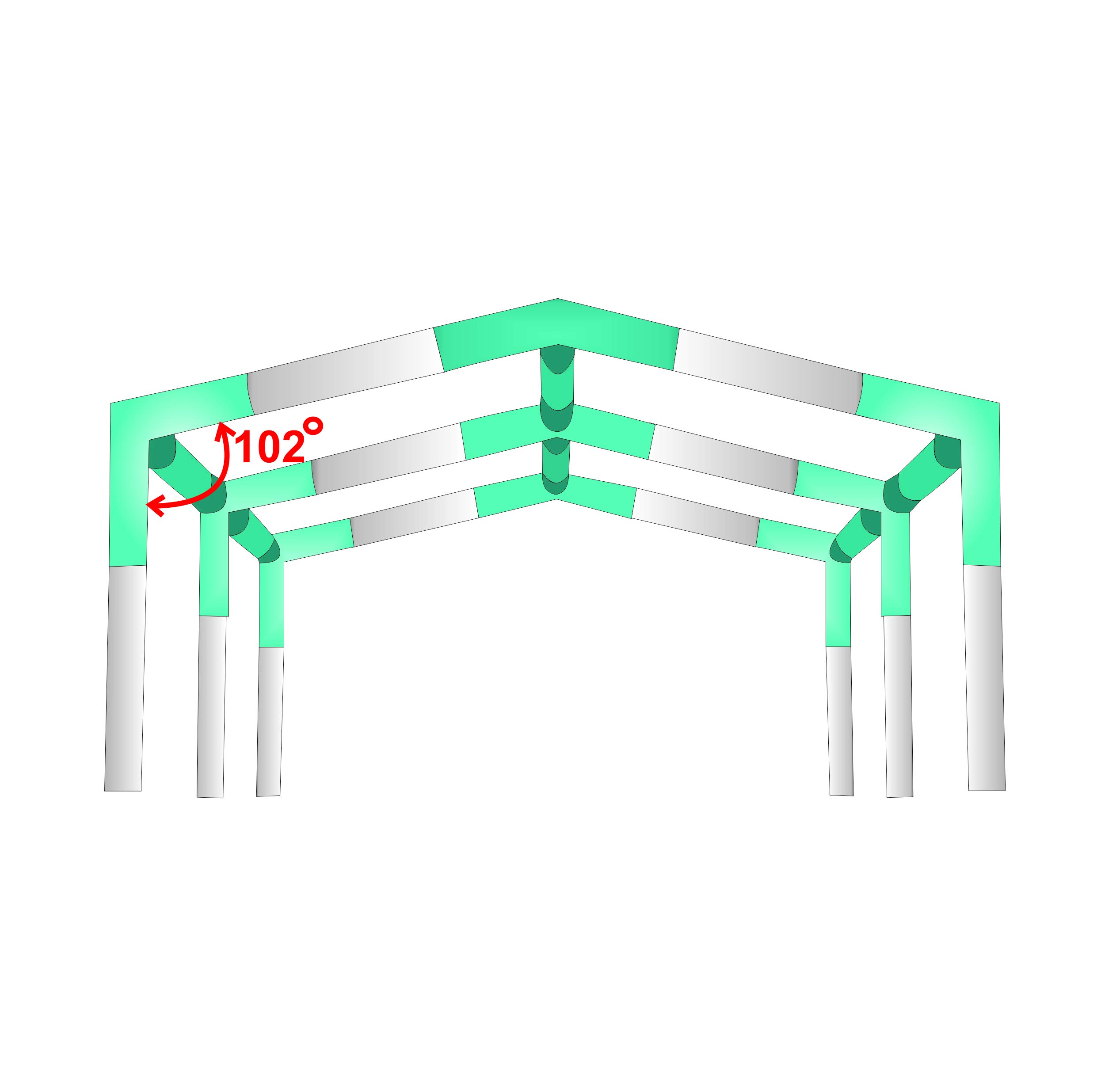 INS Import Canopy Fittings Kit Low Peak Frame Carport Connectors, Full Set for 6, 8, 10 Legs, Choose Size (for 10 Legs)