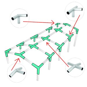 INS Import Canopy Fittings Kit Low Peak Frame Carport Connectors, Full Set for 6, 8, 10 Legs, Choose Size (for 10 Legs)