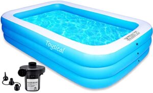 toysical inflatable pool for kids and adults with pump - 118 x 72 x 22 - more durable than other blow up pools for adults - includes patches