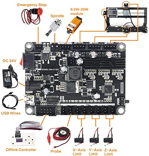 CNCTOPBAOS CNC 3018 Pro Wood Router Kit 3 Axis USB DIY Mini Engraver Milling Engraving Machine Cutter Plastic Acrylic PCB PVC Carving GRBL Control 300x180x45mm