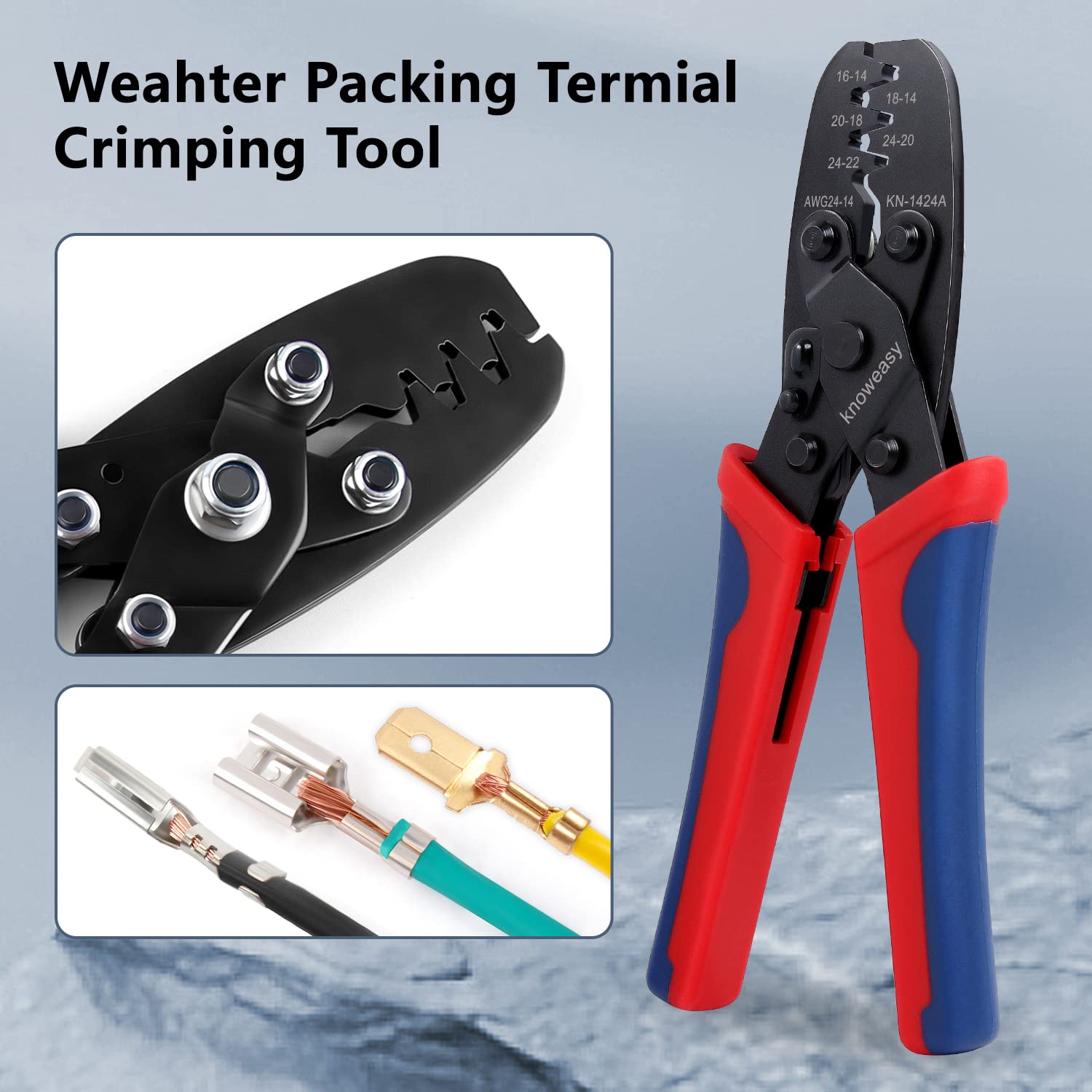 Knoweasy JST Crimper and Molex Crimper Compatible with Deutsch DT Series Stamped or Formed Contact,Molex, Delphi, Amp, Tyco, Harley, PC, Automotive - AWG 24-14 Wire Crimper